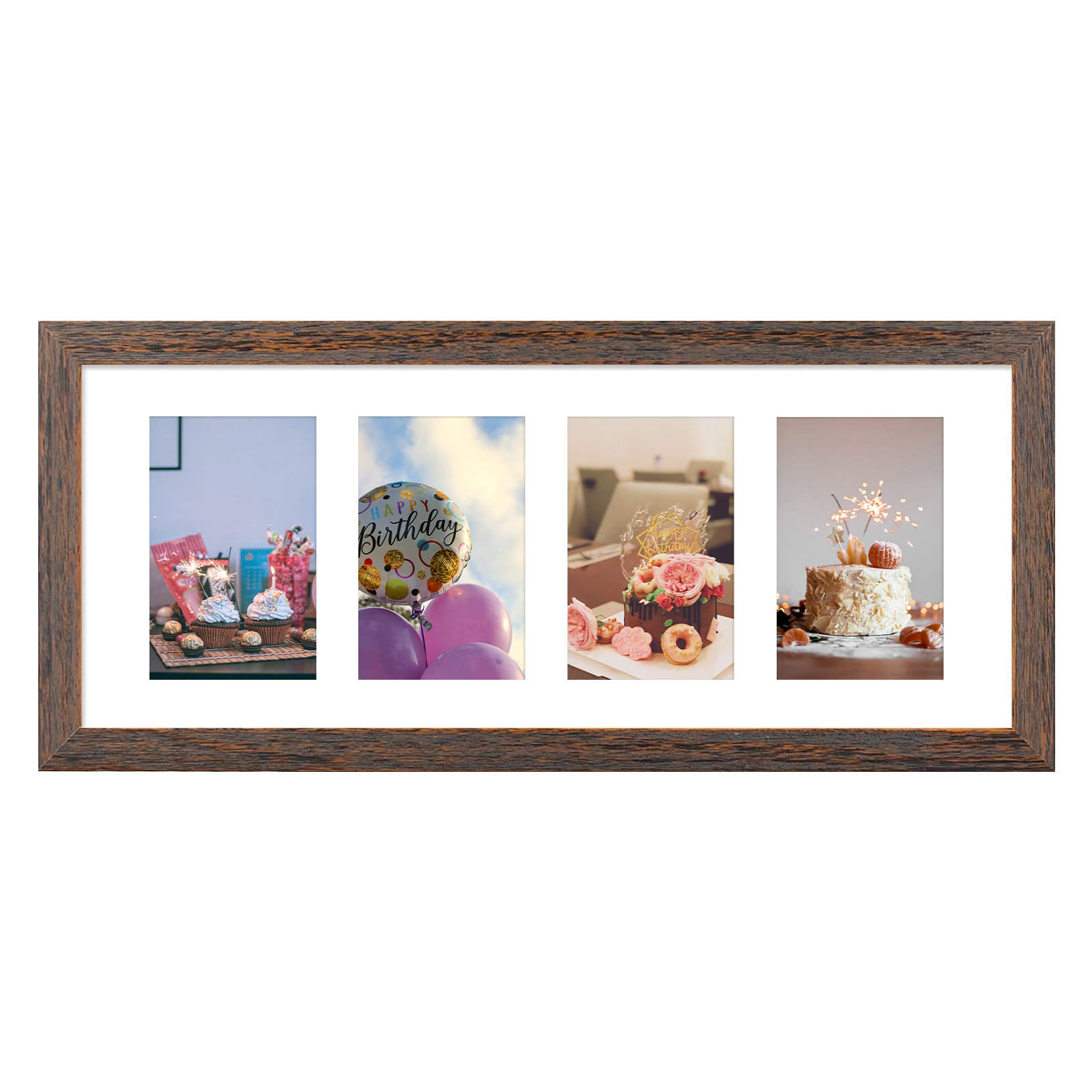Ebern Designs Treymaine Brown Wood Collage Picture Frame | Wayfair