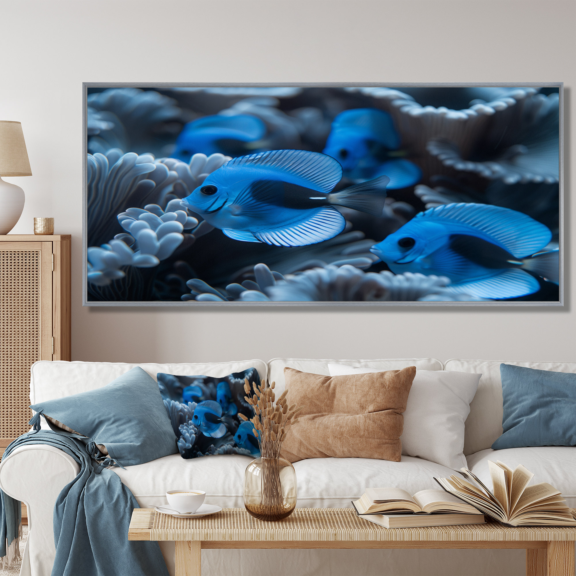 Highland Dunes Blue And Grey Oceanic Oasis Fish I - Aquariums Wall ...