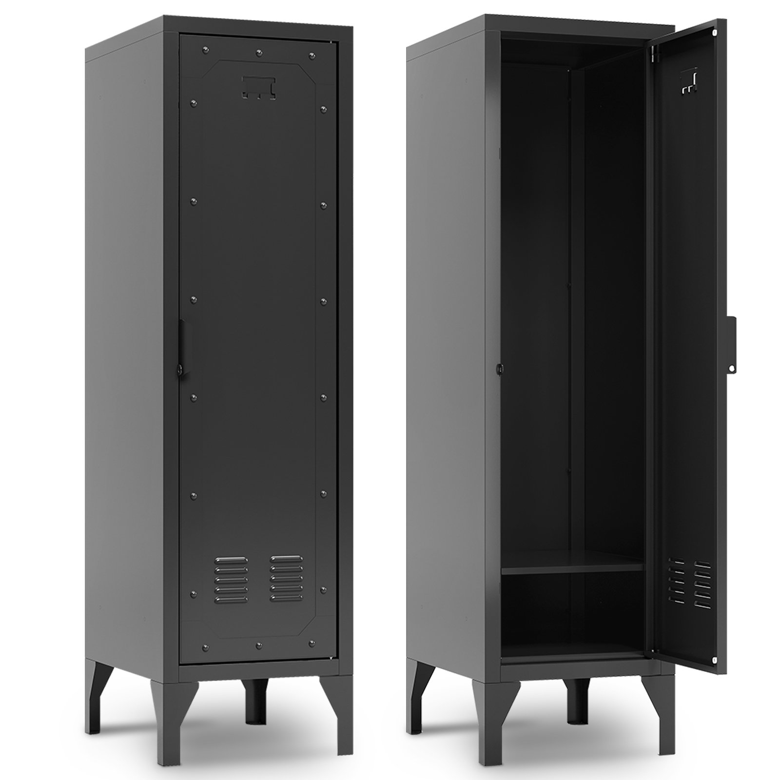 WFX Utility™ Metal Storage Cabinet,black Metal Locker With Doors And ...