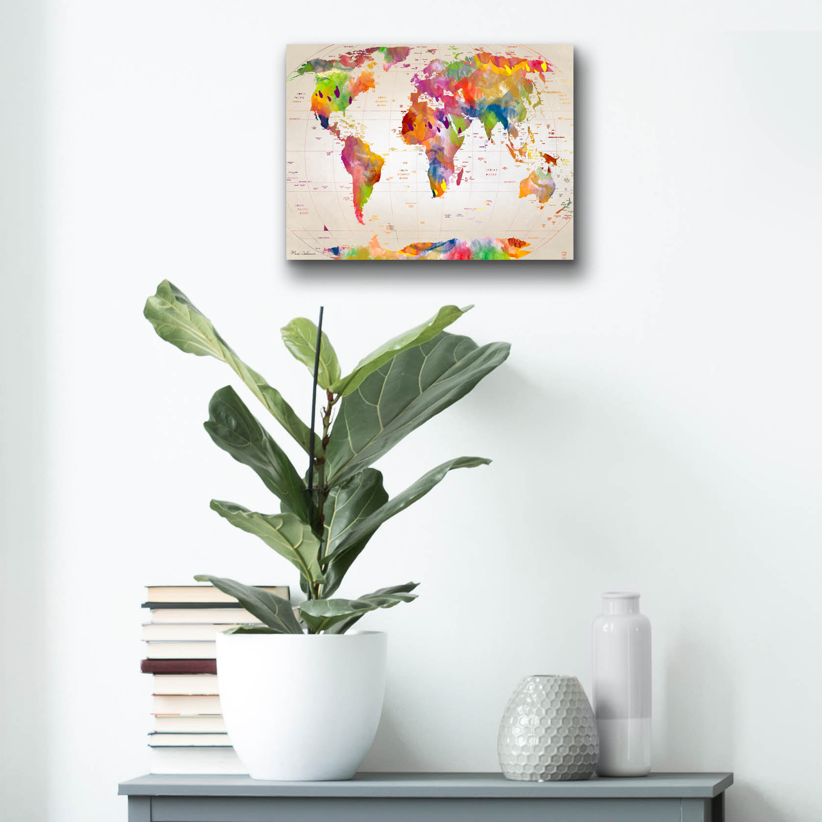 Ebern Designs 'Map Of The World' by Mark Ashkenazi Acrylic Glass Wall ...