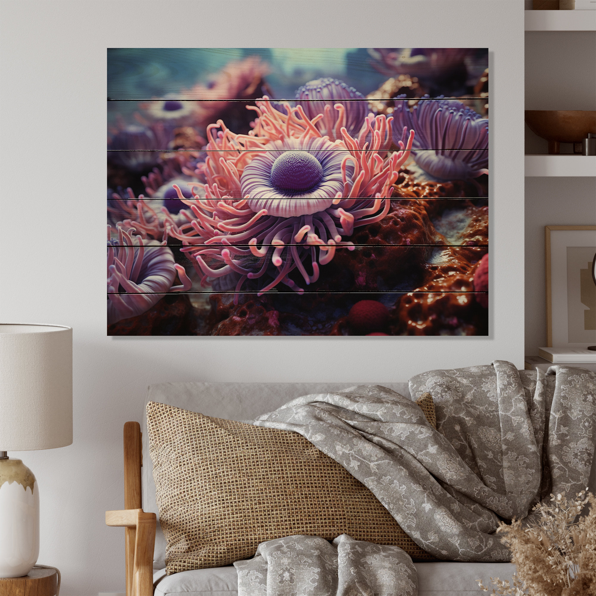 Rosecliff Heights Purple Pink Marine Animals Harmony On Wood Print ...