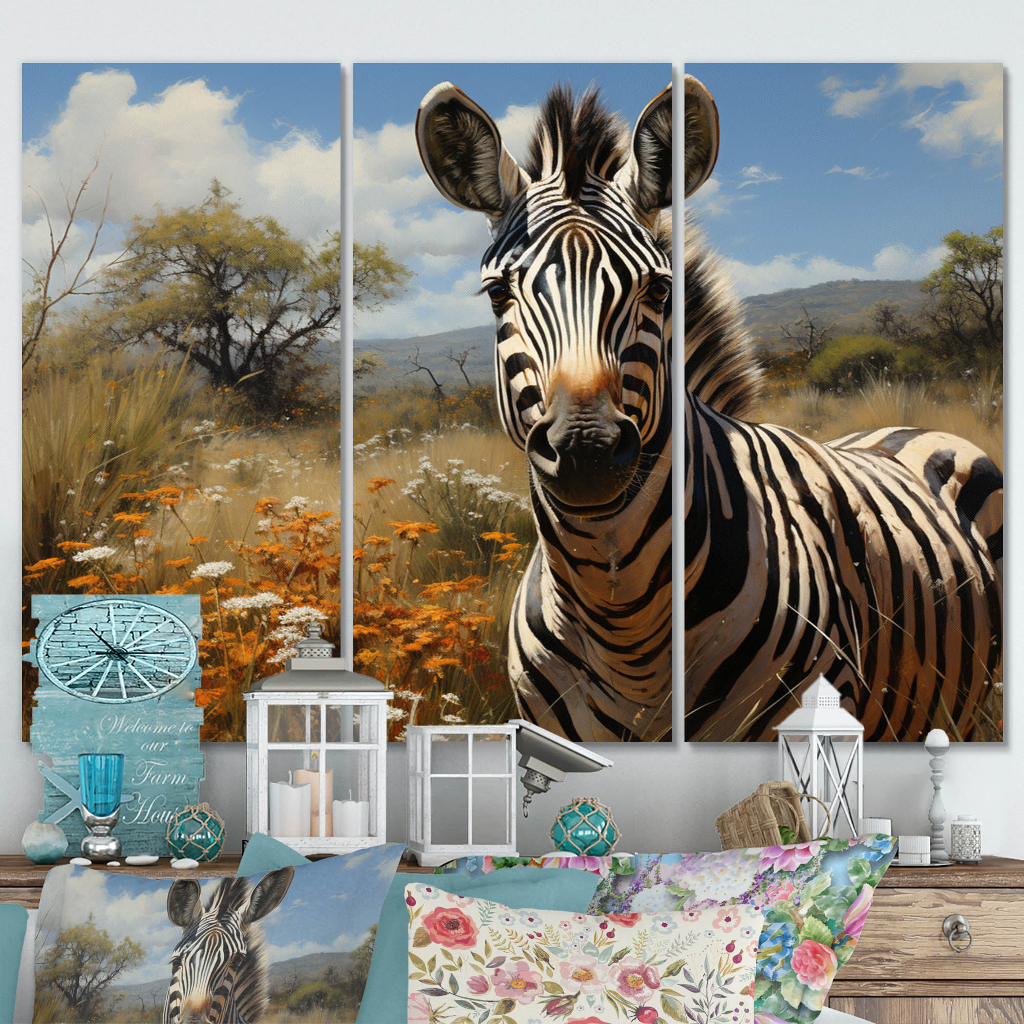 Design Art Zebra Impressionistic Equus This II - Animals Metal Wall ...