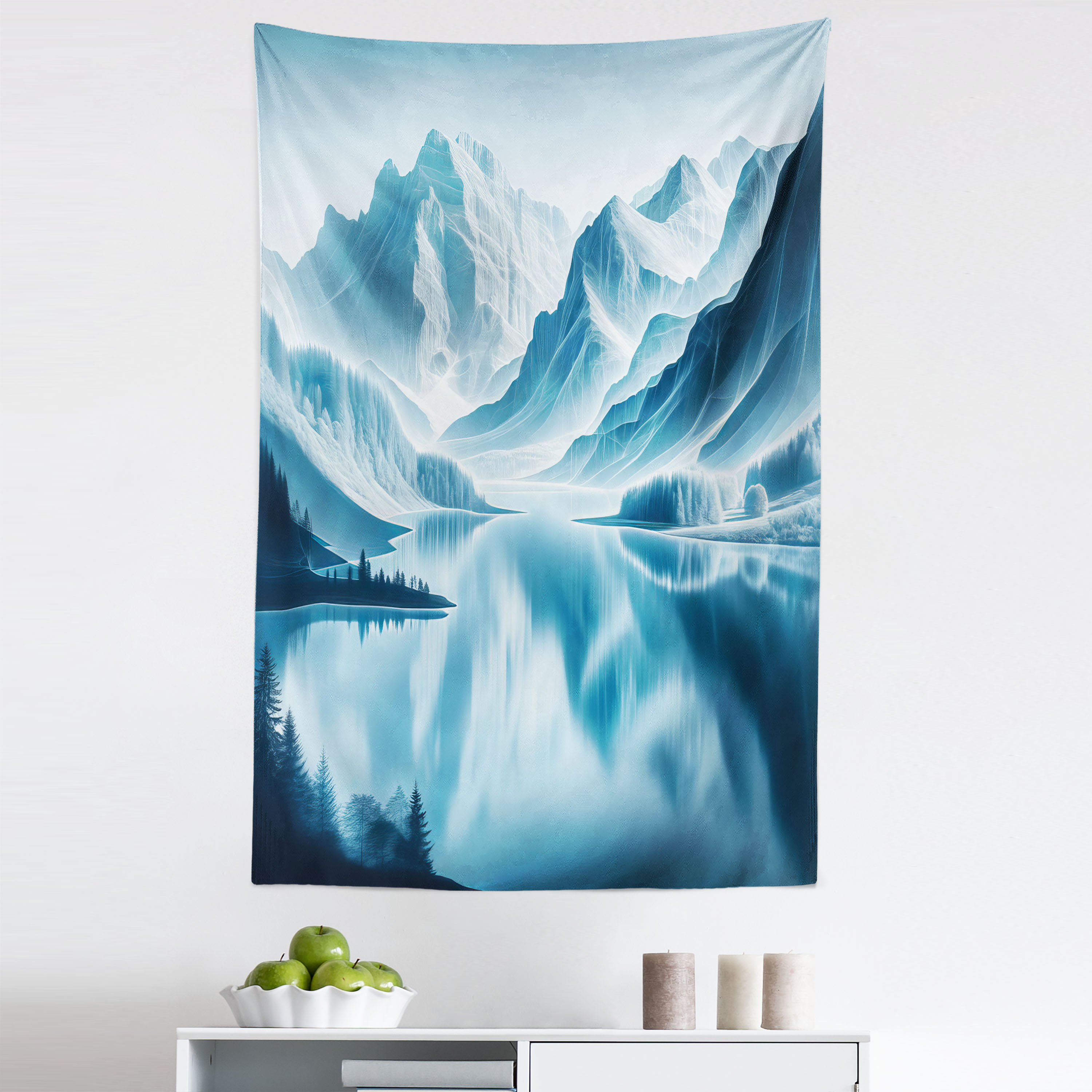 Wrought Studio™ Lake Cold Mountain Peaks Icy Water Pale Blue Petrol ...