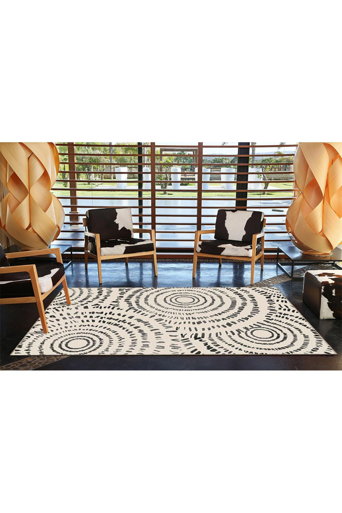 Hokku Designs Latin Alphabet Modern Patterned Woven Base Machine ...