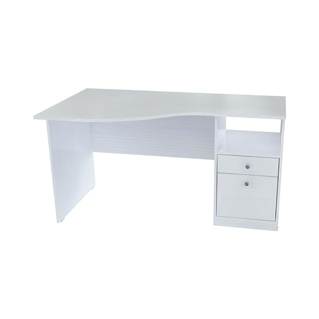Hokku Designs 55" White Mirrored Computer Desk With Two Drawers | Wayfair
