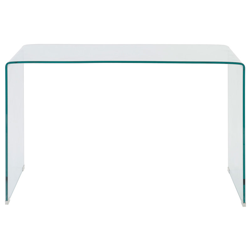 Orren Ellis Ripley 47-Inch Tempered Bent Glass Writing Desk Clear | Wayfair