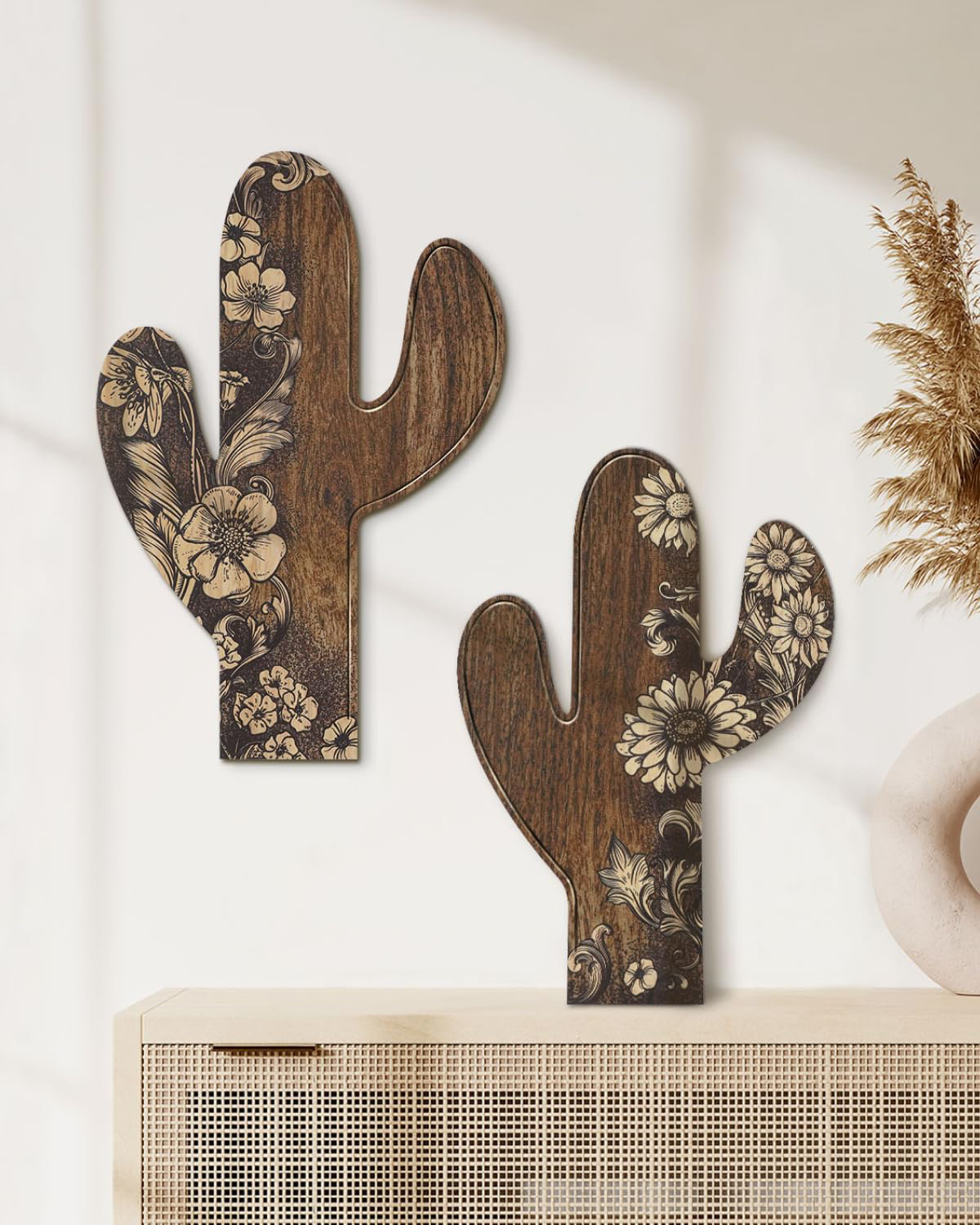 Dakota Fields 2 Pieces Aztec Cactus Decor, Farmhouse Wall Decor, Rustic ...