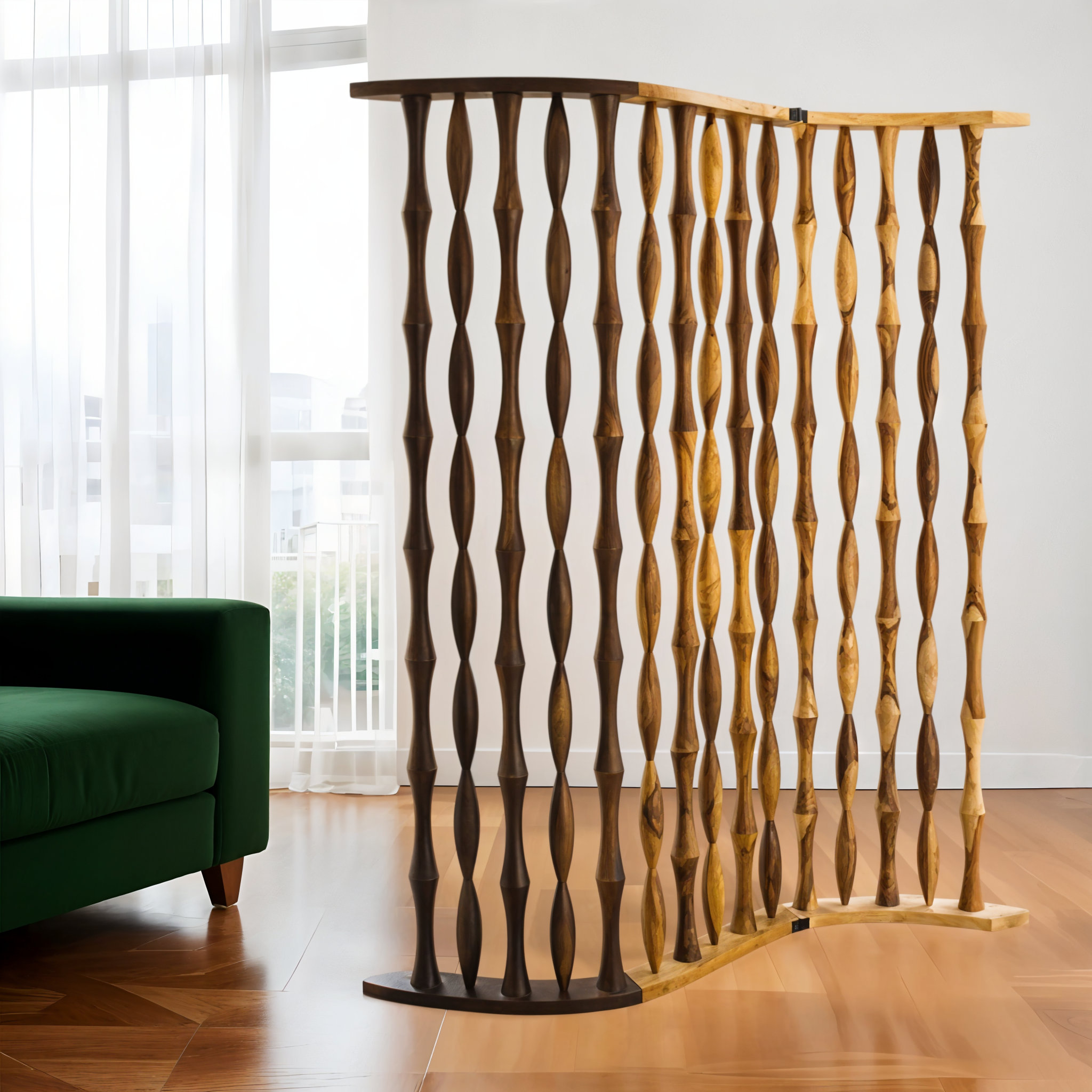 Foundry Select 74" Natural Solid Wood Three Panel Screen Room Divider ...