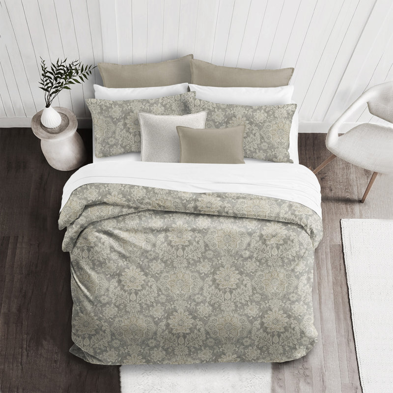 The Tailor's Bed Indali Taupe Standard Cotton 3 Piece Duvet Cover Set ...