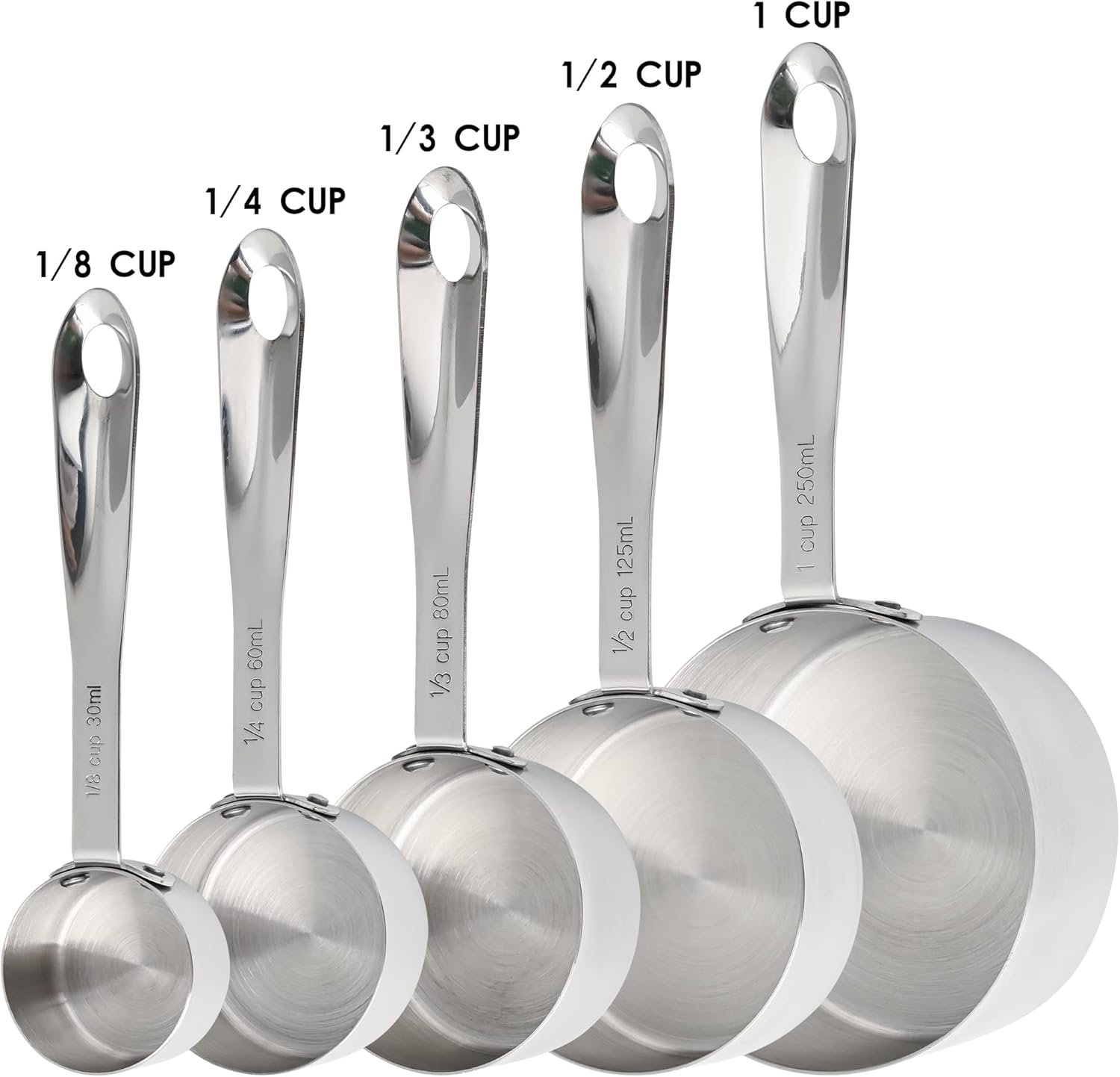 Belleze Cups Set Of 5, Stainless Steel Measuring Cups Set, Kitchen ...