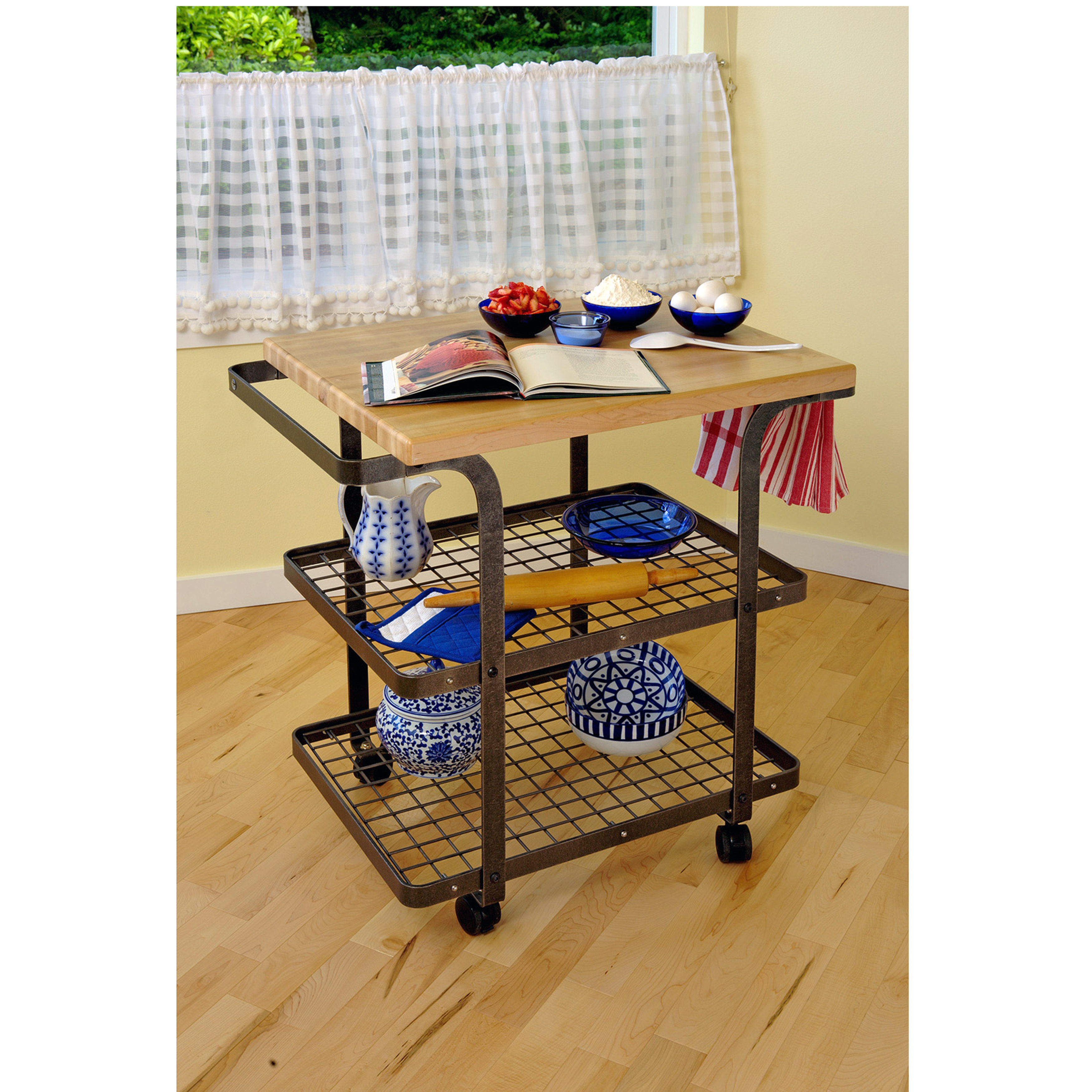 Enclume Handcrafted Rectangle Bakers Cart with Maple Butcher Block ...