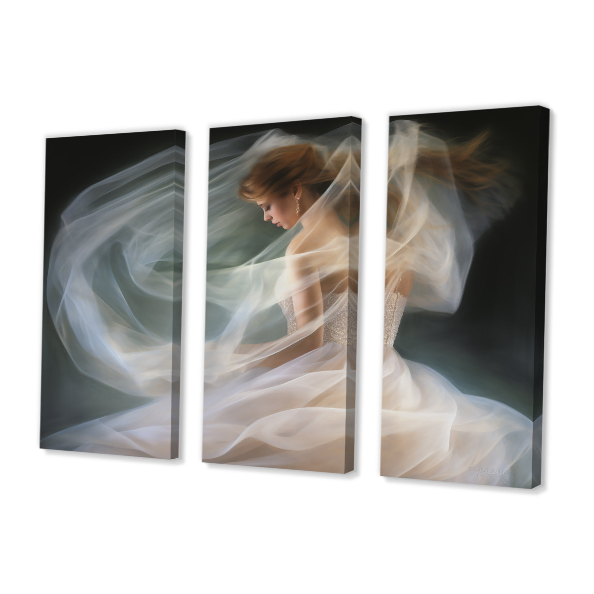 Design Art Ephemeral Dancer In White Silk Grace - Dancer Wall Art Decor ...