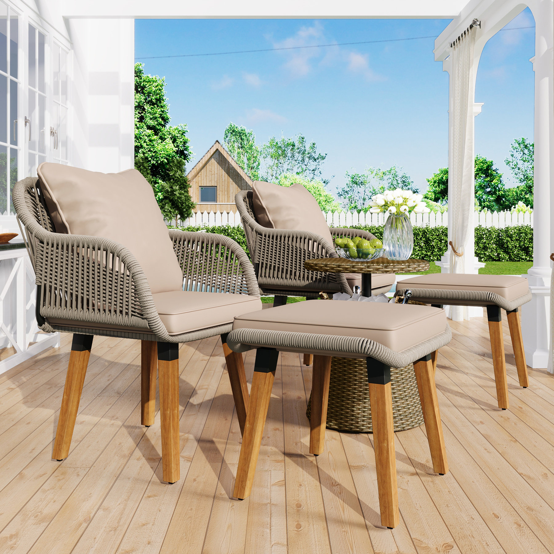 Bayou Breeze 5 Pieces Patio Furniture Chair Sets | Wayfair