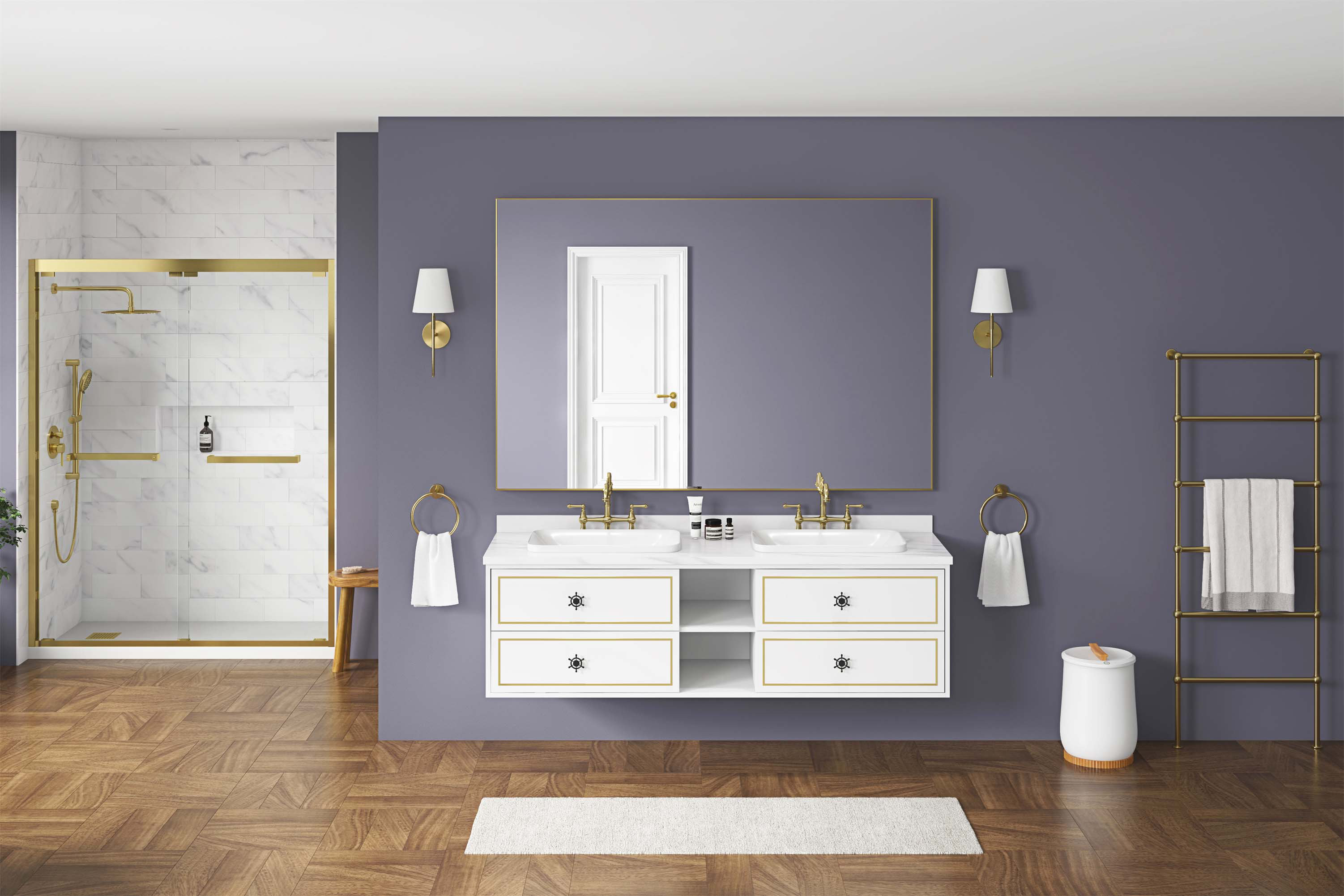 ROOM FULL Extra Large Rectangular Frame Wall Mount Bathroom Vanity ...