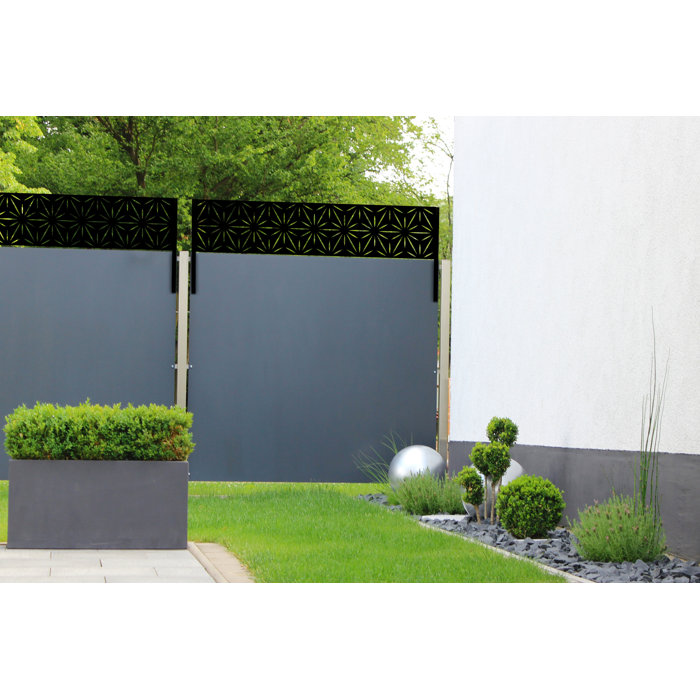 OUTDECO 16"x72" Stars Galvanized Steel Wall and Fence Extension Privacy ...
