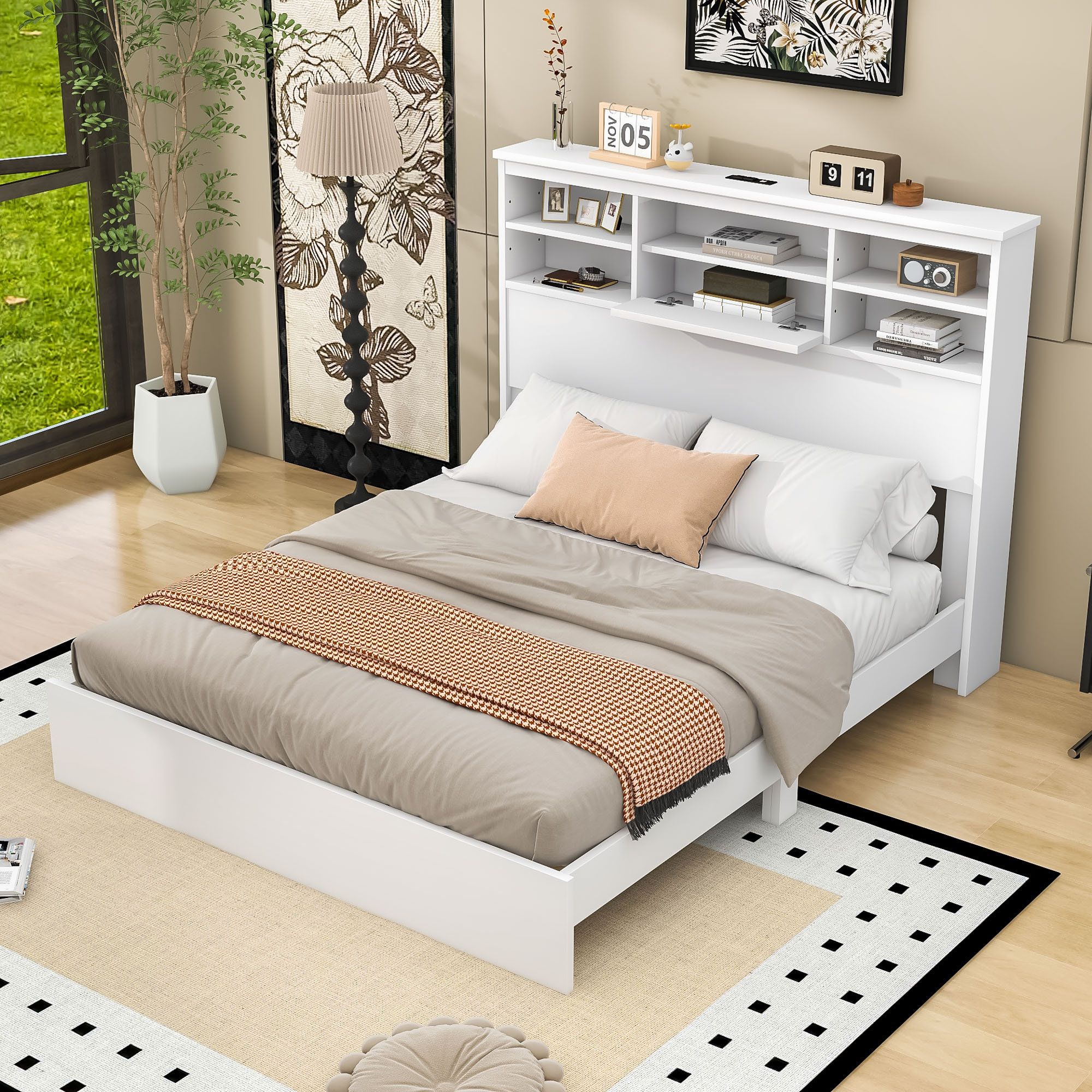 Lark Manor™ Elzena Queen Platform Bed with Storage Compartments and ...