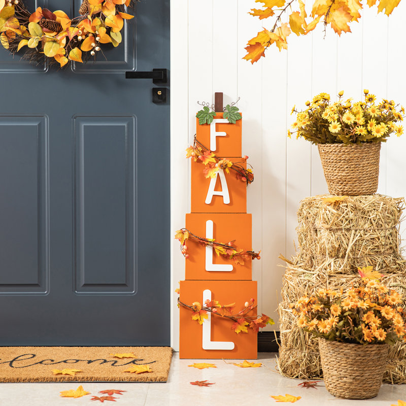 The Holiday Aisle® 36"H Wood "FALL" Porch Decor & Reviews | Wayfair