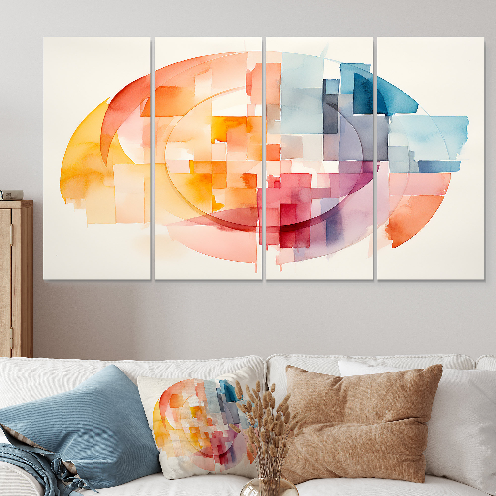 Wrought Studio™ Pastel Color Geometric Ink Collage II - Abstract ...