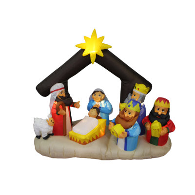 The Holiday Aisle® 8 Ft Christmas Inflatables Joy Nativity Decoration ...