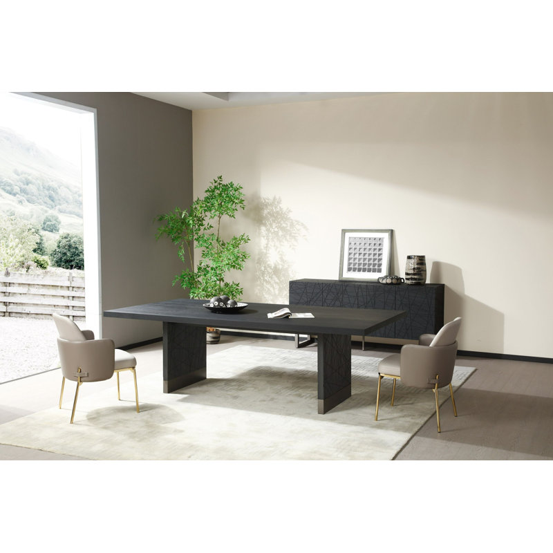 VIG Furniture Doner - Black Ash + Stainless Steel Dining Table | Wayfair