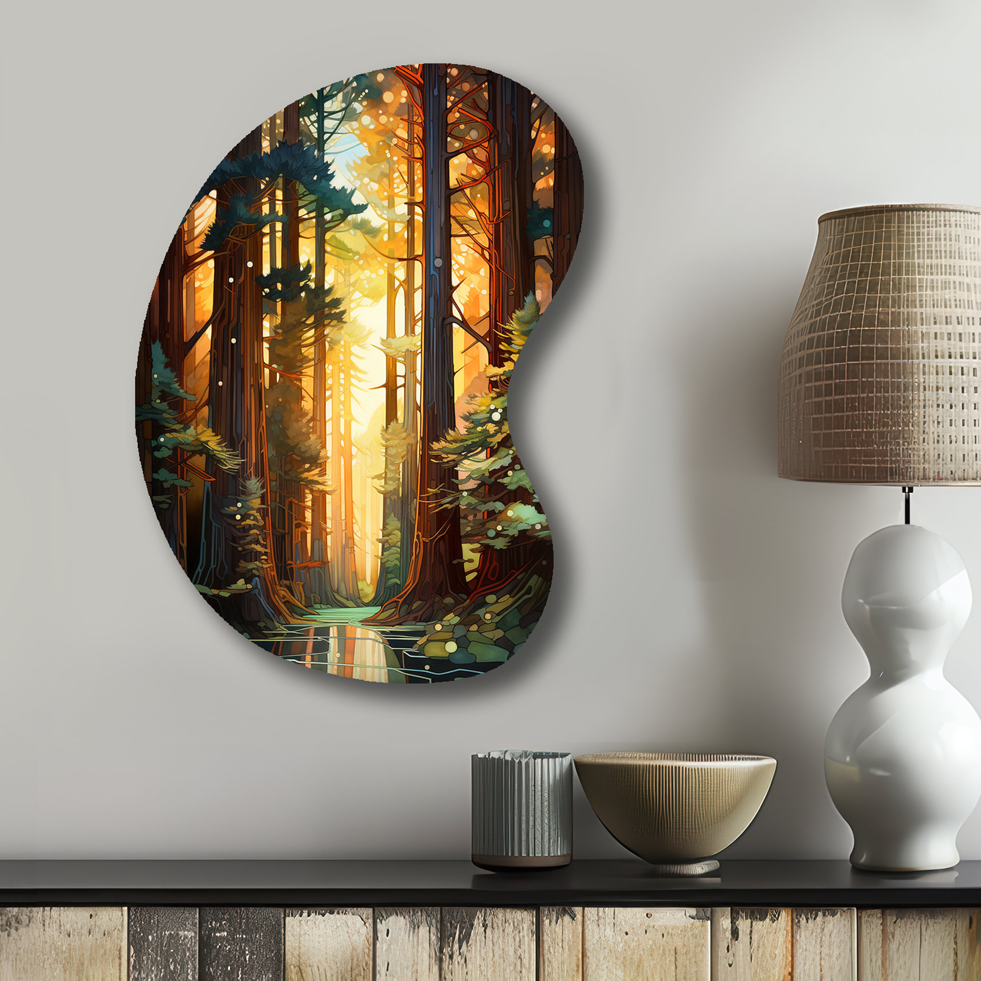 Design Art Redwood Shimmering Tree Heights I - Irregular Shape Tree ...