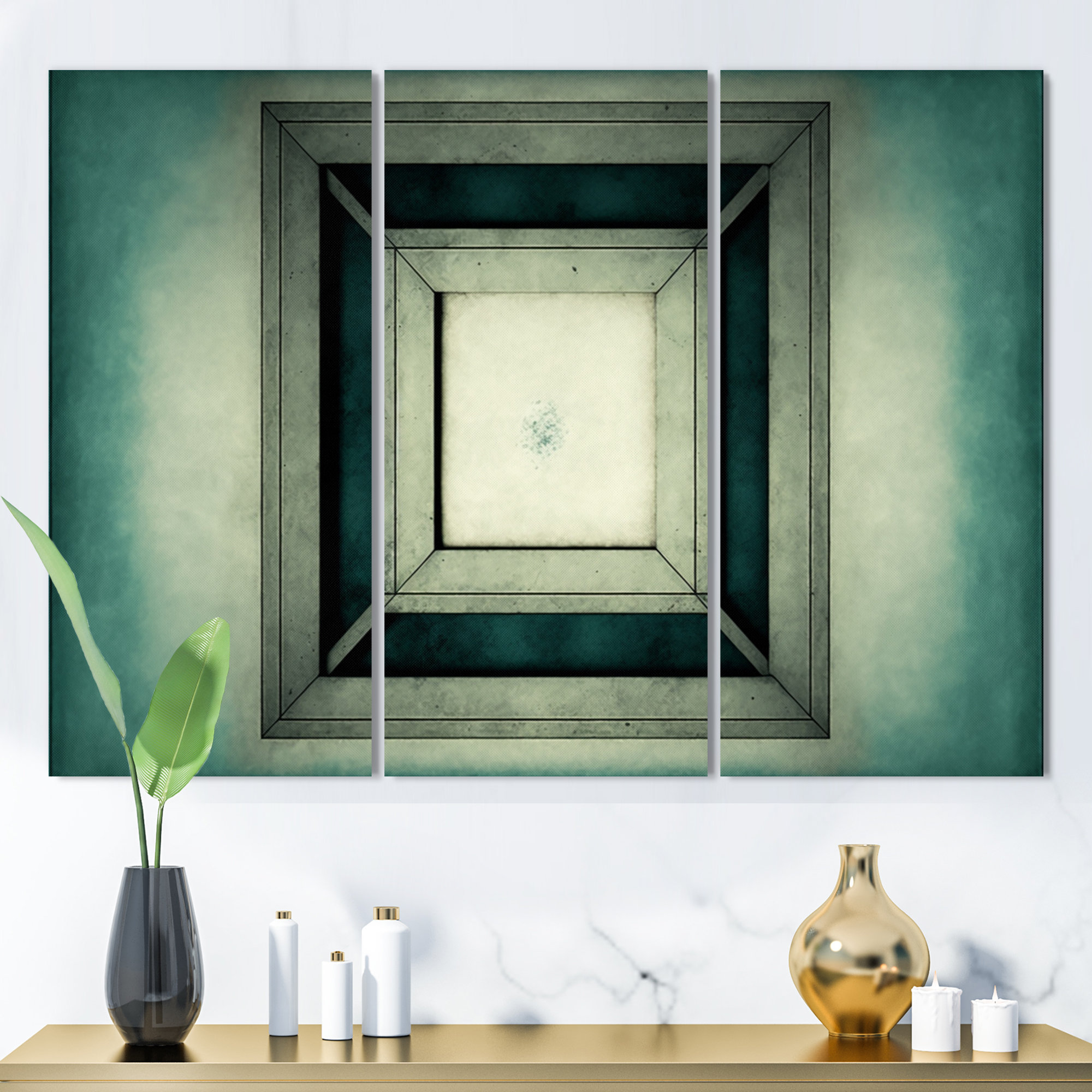 Design Art Intimate Illustrations in Faded Retro Tones VII - 3 Piece ...