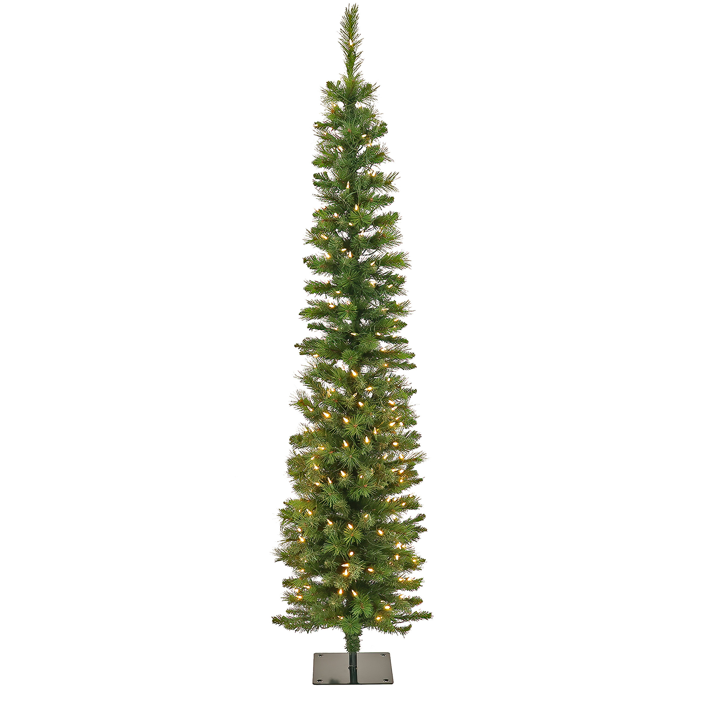 The Holiday Aisle® Pre-Lit Nooksack Fir Pencil Slim Tree with LED ...