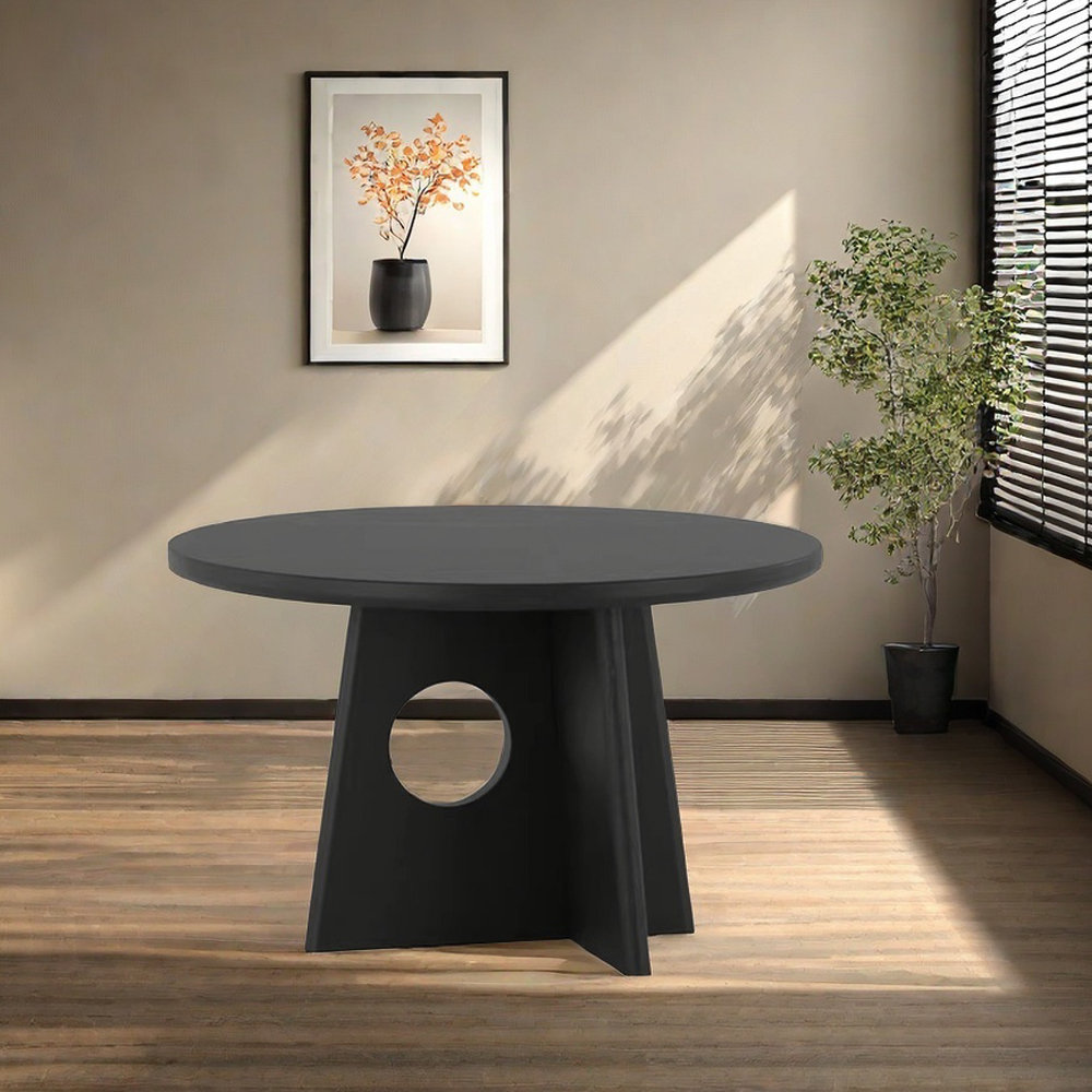 A Zoetic Home Solid Wood Creative Black Round Dining Table | Wayfair