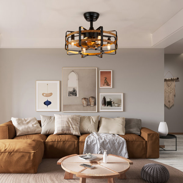 17 Stories 20" Modern Caged Ceilling Fan With Remote Control - Wayfair ...