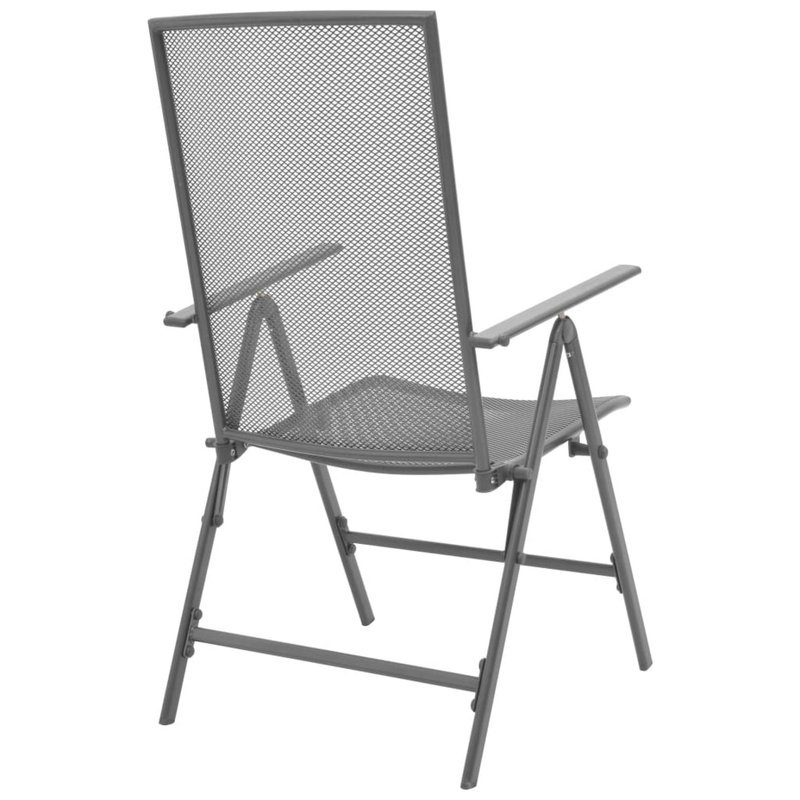 Benjara Outdoor Stackable Reclining Chair Set Of 2, Dark Gray Mesh ...