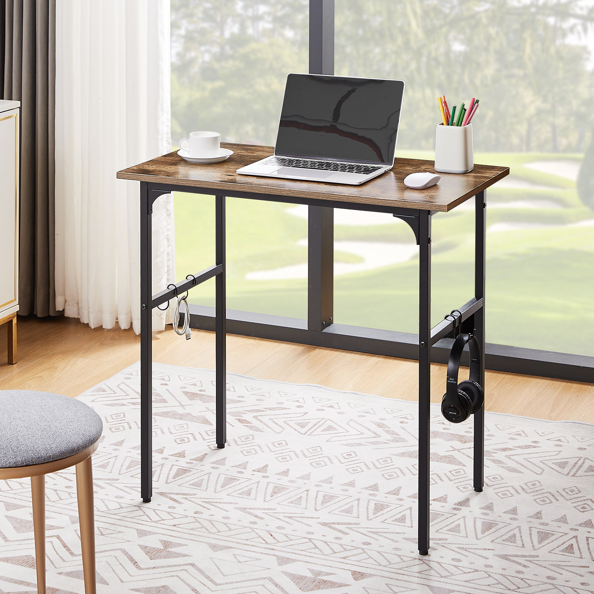 17 Stories Branshed Computer Writing Desk with 4 Hooks | Wayfair