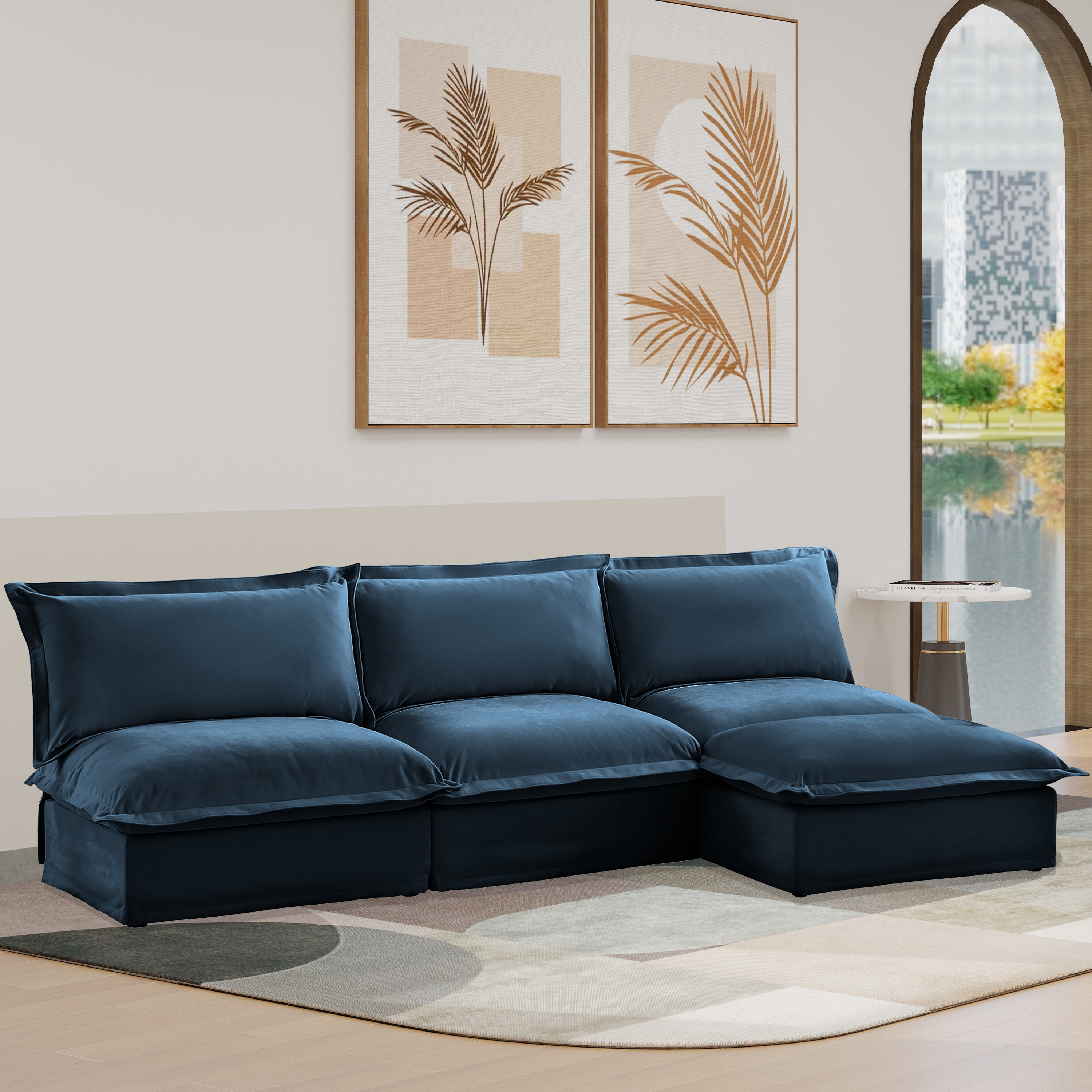 Latitude Run® Kemble Modern Slipcovered 3-Seater Armless Sofa | Wayfair