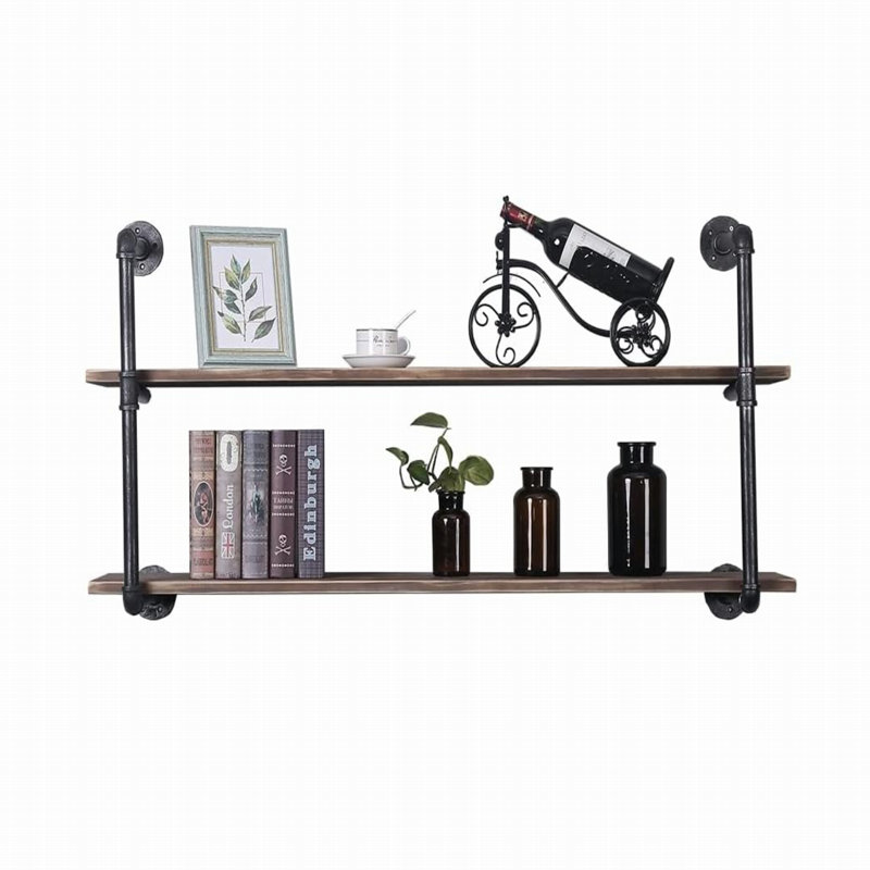 Williston Forge Industrial Pipe Shelving Wall Mounted,Metal Floating ...