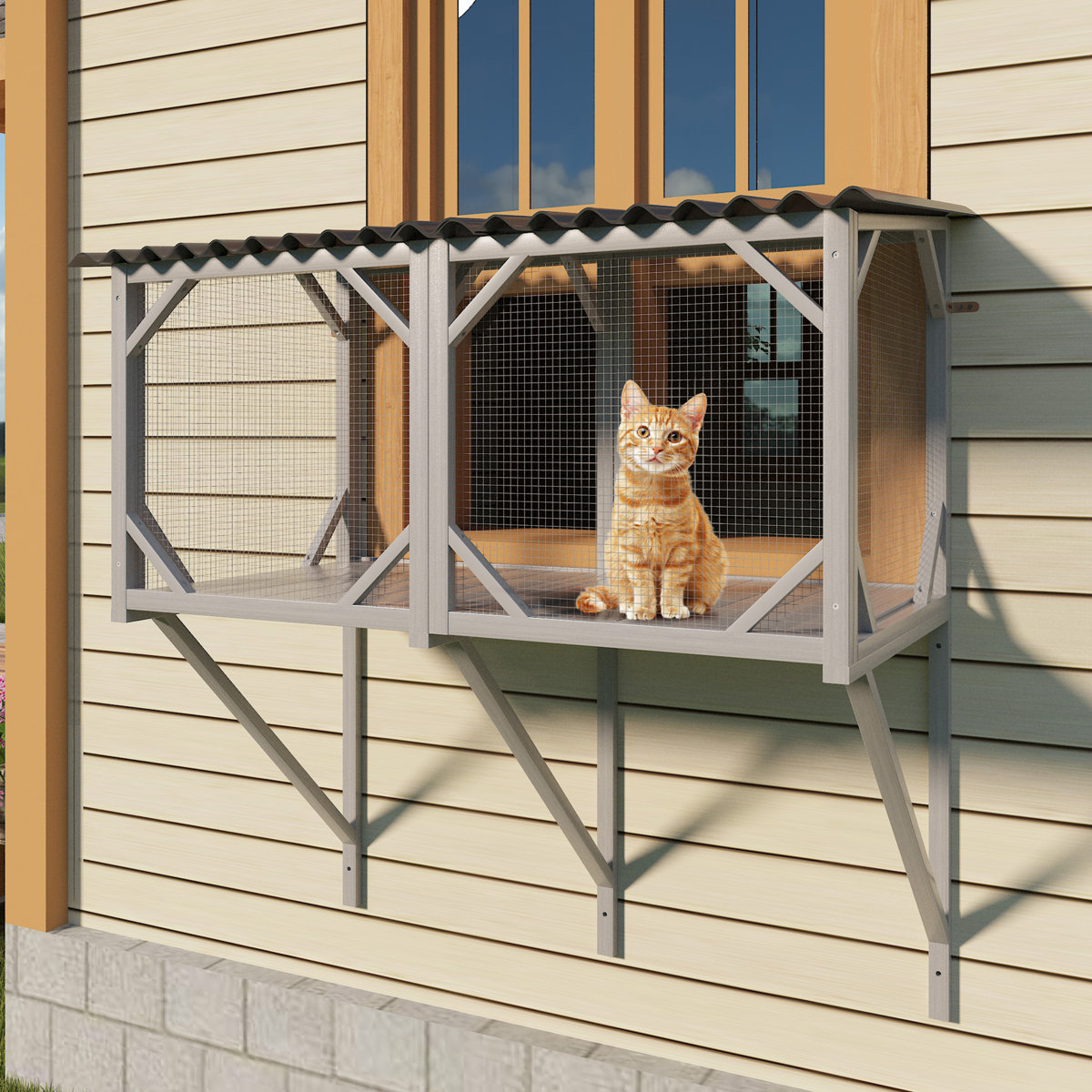 17 Stories Bug Proof Cat Catio, Window Box Enclosure For Indoor Cats ...