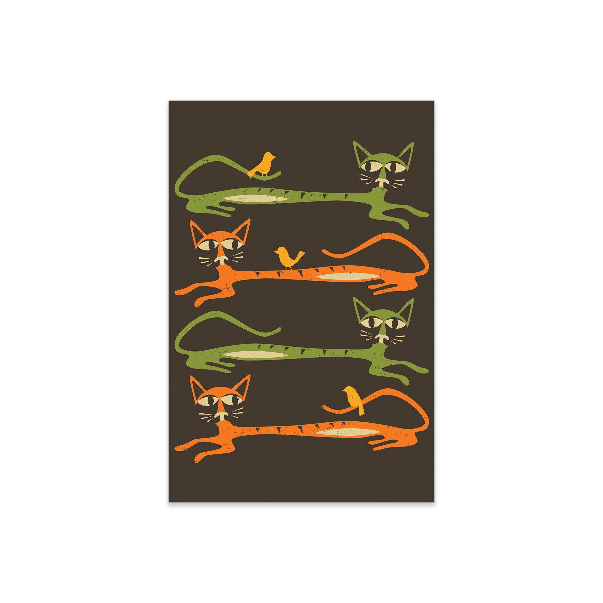 Red Barrel Studio® Birds on a Cat by Jazzberry Blue - Unframed Painting ...