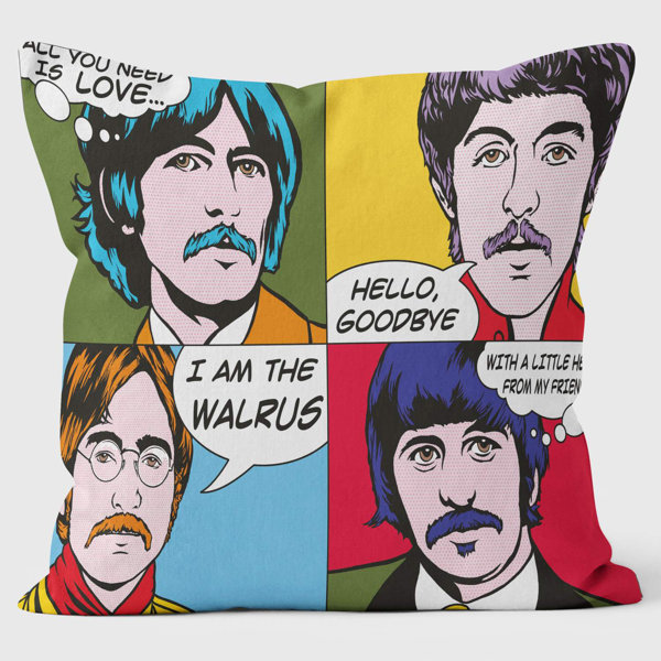 We Love Cushions Beatles Group - Pop Art Cushion | Wayfair.co.uk