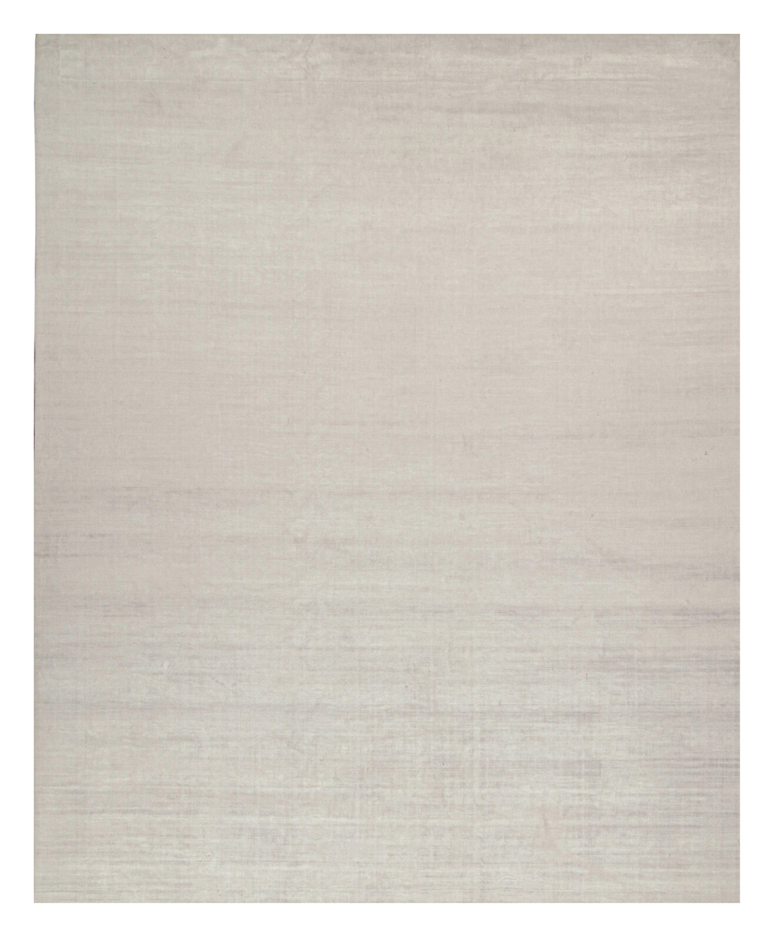 Rug & Kilim’S Plain Modern Rug In Solid Silver And Off-White Tone-On ...