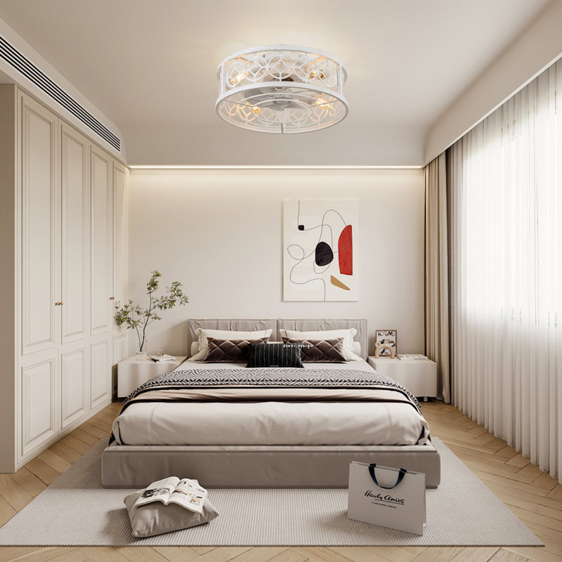 Gracie Oaks Jankidas 20" 4-Light Modern Cage Distressed White Flush ...