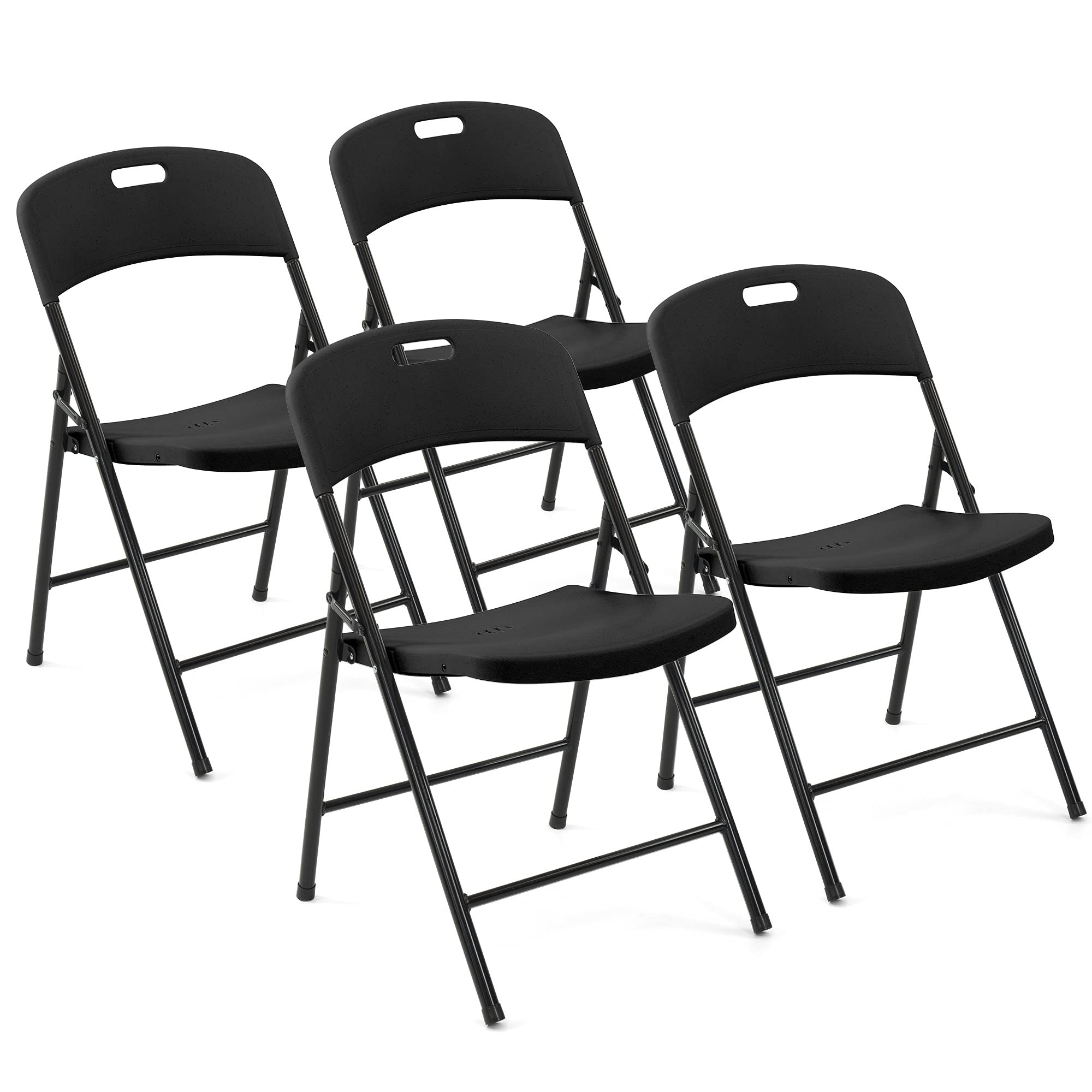 Inbox Zero Leslieann Plastic/Resin Stackable Folding Chair 4pc Set ...