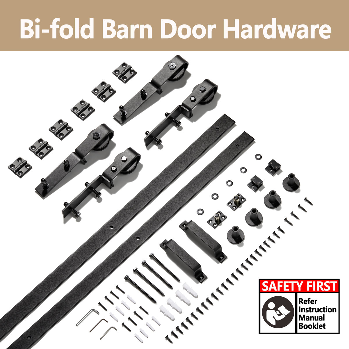 CHIC MODE Bi-Fold Sliding Barn Door, Cane Webbing Panel With Sliding ...