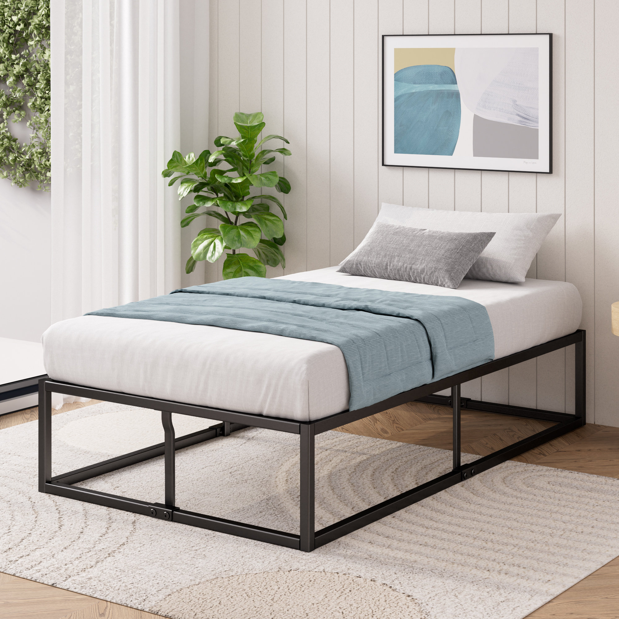 Queen Metal Platform Bed Wingback Beds – Heavenlybeds