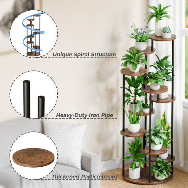 17 Stories 9 Tiered Plant Stand Indoor, Rotatable Corner Plant Stand ...