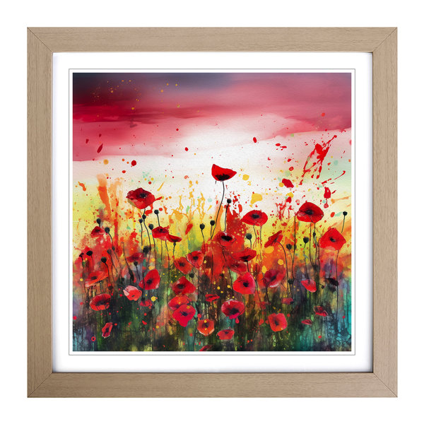 Marlow Home Co. Poppy Field Splatter - Single Picture Frame Print on ...