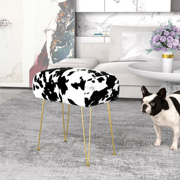 Mercer41 Escarment 17.32" Tall Steel Accent Vanity Stool Upholstered ...