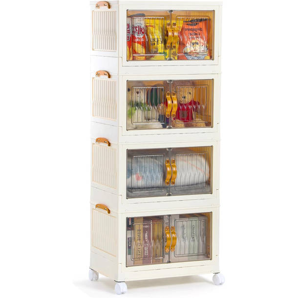 Rebrilliant Malke 4 Drawer Stackable Drawer with Locking Wheels | Wayfair