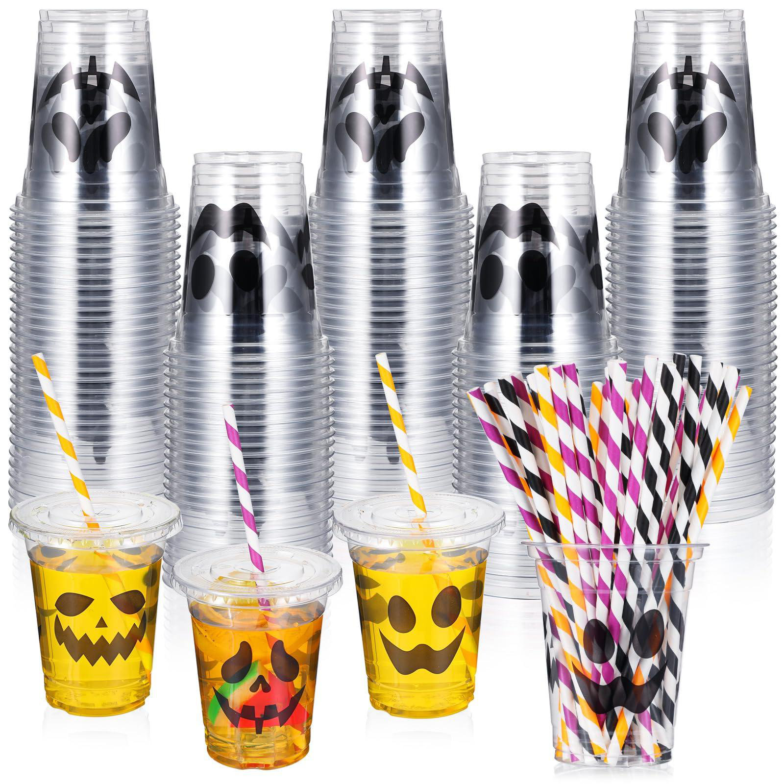 COEN 120 sets of 12 oz Halloween ghost disposable cups with lids ...