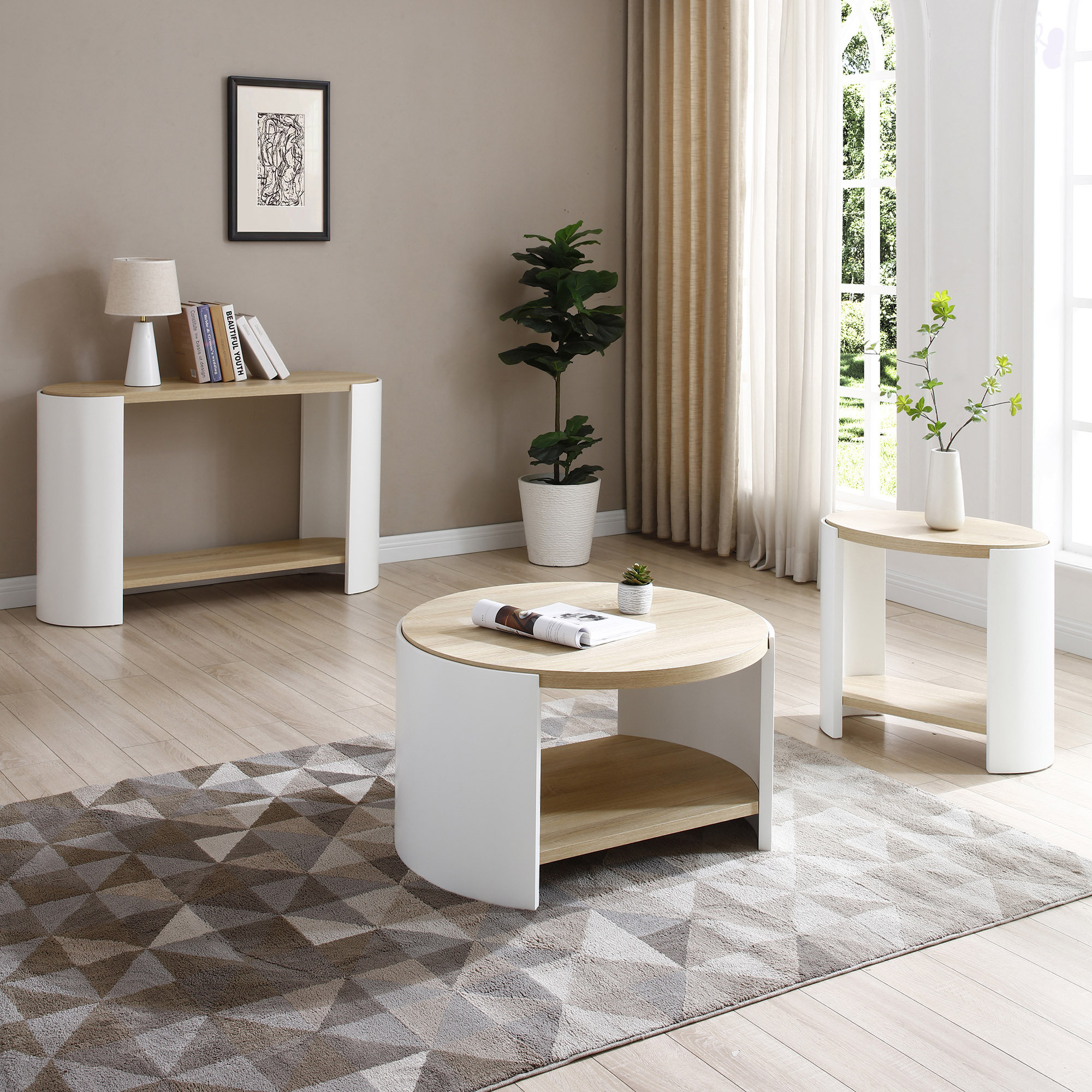 Brayden Studio® Modern 3 Table Set Round Coffee Table | Wayfair