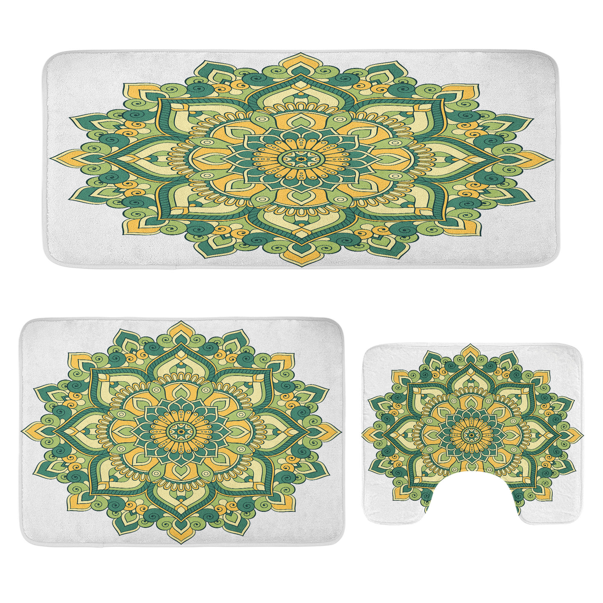 East Urban Home Eastern Bathroom Rug Set 3 Pieces U-Shape & Rectangle ...