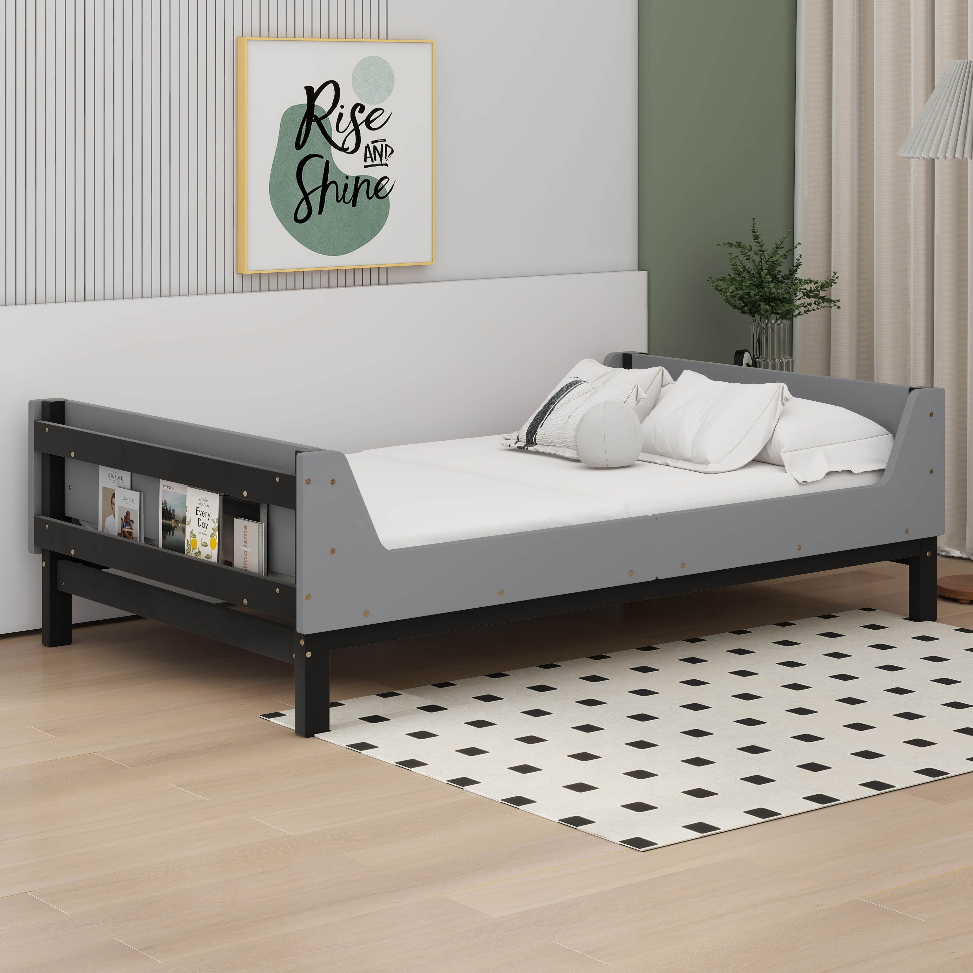 Ebern Designs Nelsa Twin Bed With Headboard, Footboard, Safeguards ...