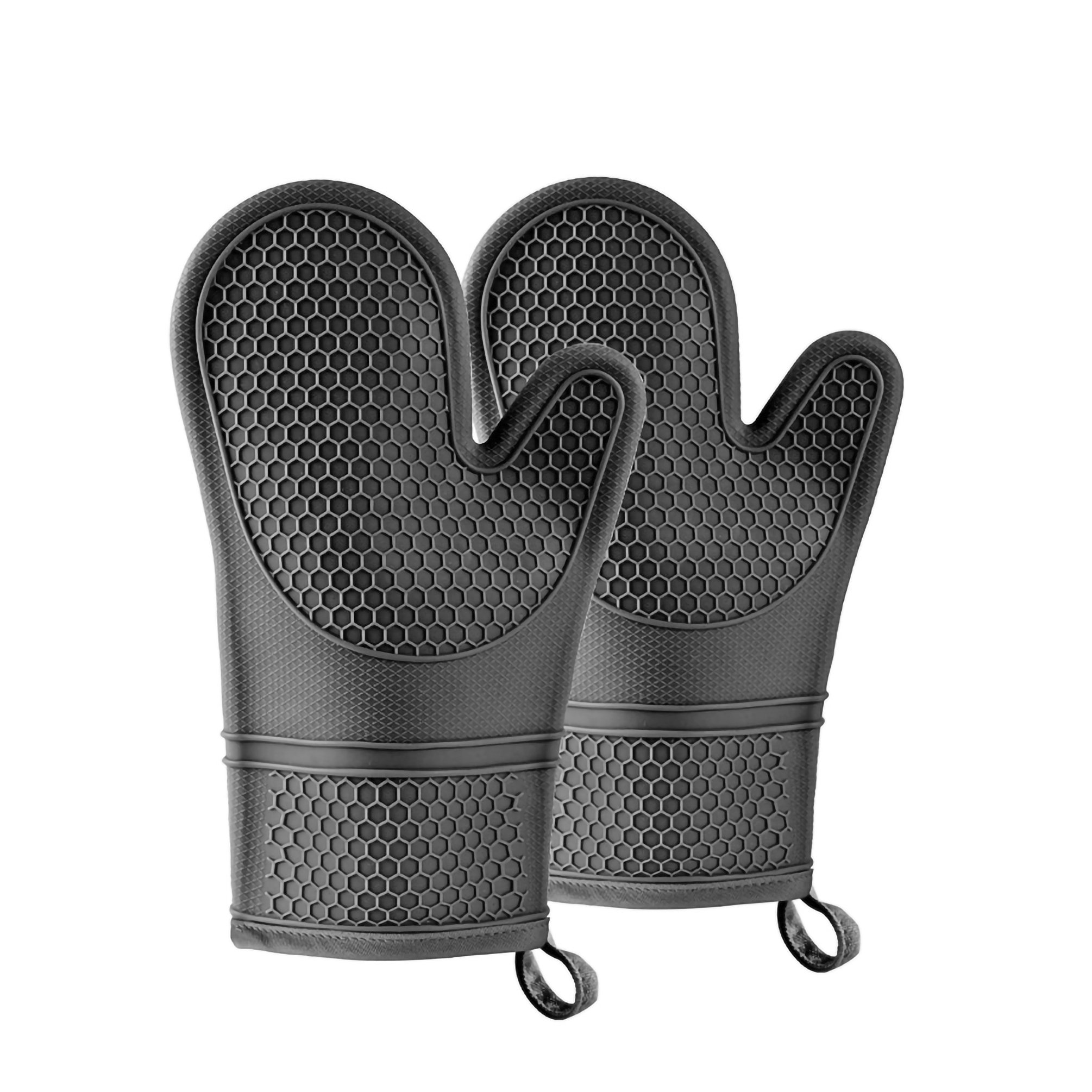 Prep & Savour Silicone Oven Mitts Heat Resistant Gloves With Soft ...